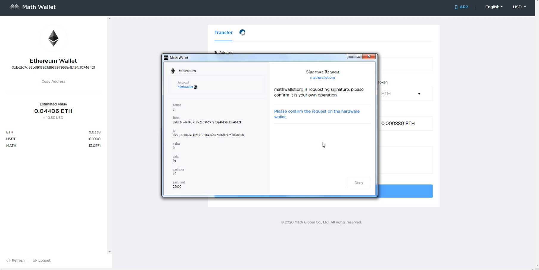 Ledger + MathWallet User Guide – MathWallet